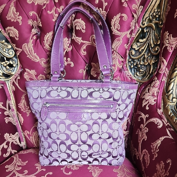 Coach | Bags | Coach Purple Signature Tote Bag | Poshmark